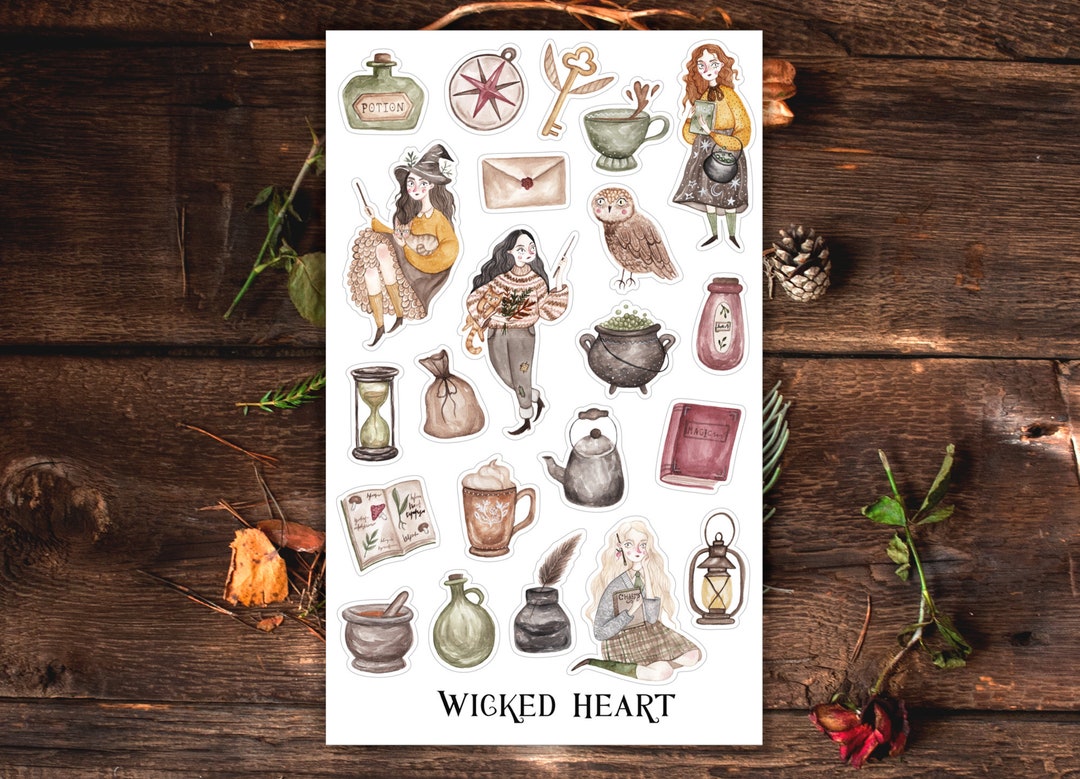 Witches and Wizards Sticker Sheet Stickers, Stickers, Spells, Witch ...