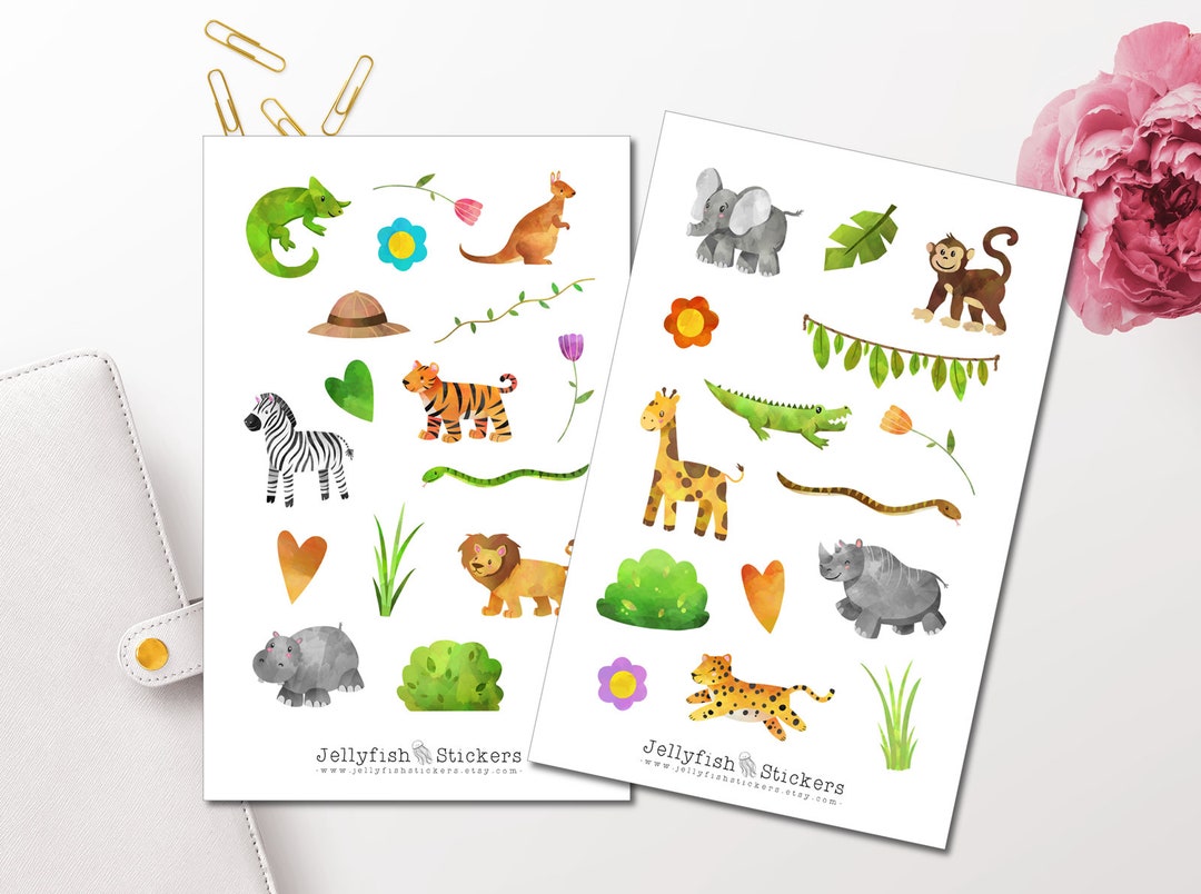 Cute Jungle Animals Sticker Set Journal Sticker Planner Sticker for ...