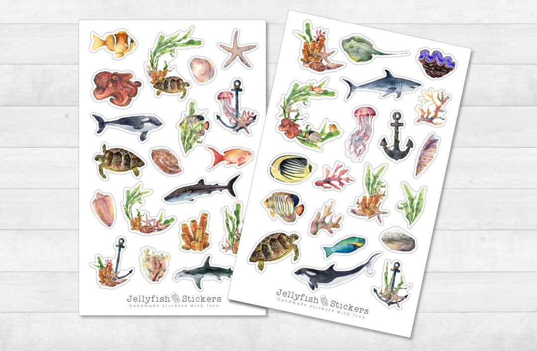 Sea Animals Sticker Set Sea Stickers, Journal Stickers, Maritime ...