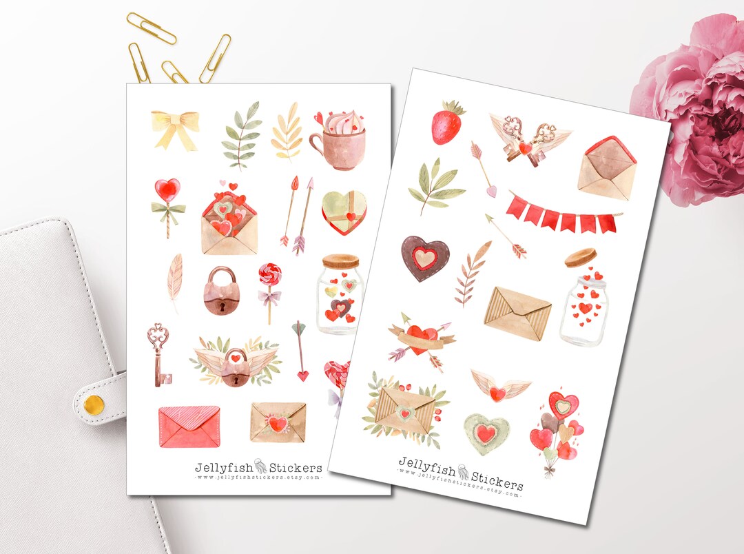 Valentine's Day Sticker Set - Stickers, Journal Stickers, Planner ...