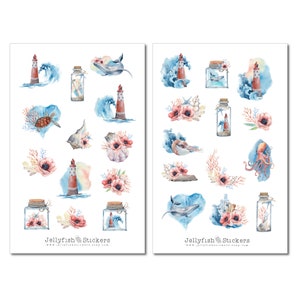 Maritime Watercolor Sticker Set Sticker Sea Journal Sticker Anchor ...