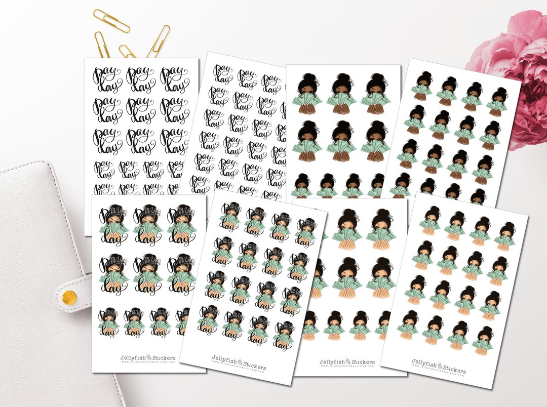 Payday Budget Sticker Set - Journal Stickers, Girl Stickers, Planner ...