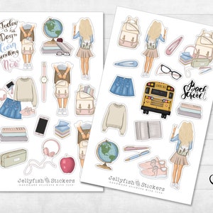 Girls School Sticker Set - Journal Stickers, Planner Stickers, Girls ...