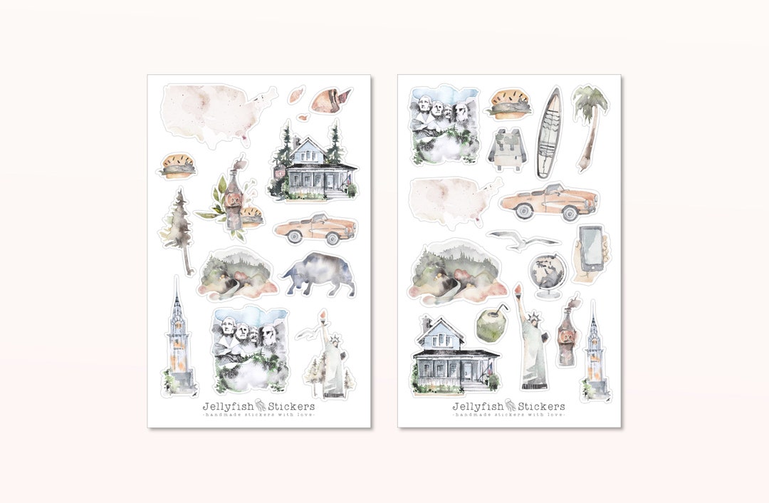 Amerika Sticker Set Aufkleber, Journal Sticker, Sticker Urlaub ...