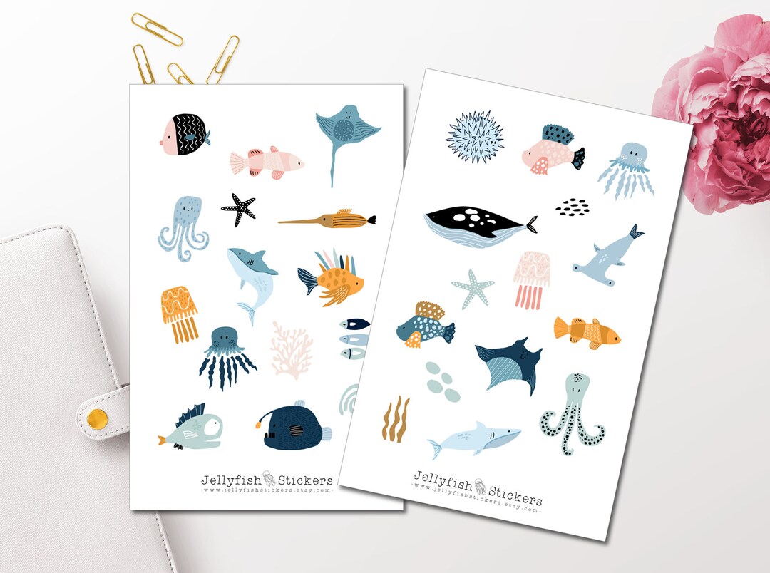Fish Pastel Sticker Set Stickers Sea Journal Stickers Maritime, Shells ...