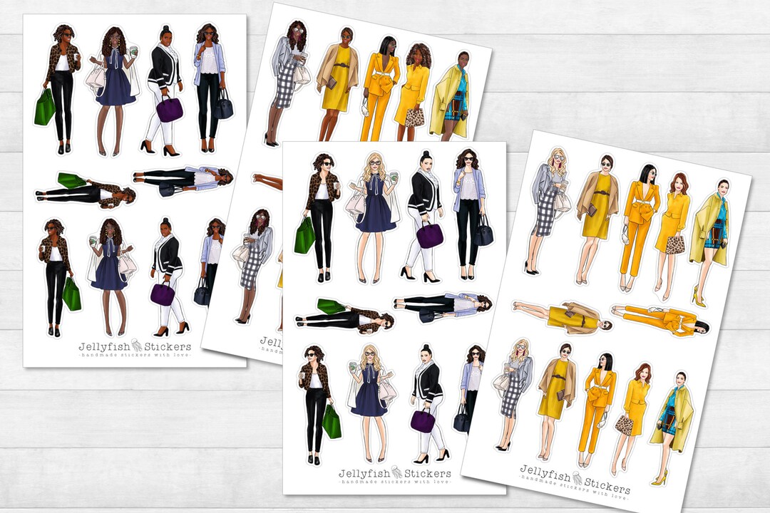 Girl Fashion Sticker Set - Stickers, Journal Stickers, Planner Stickers ...