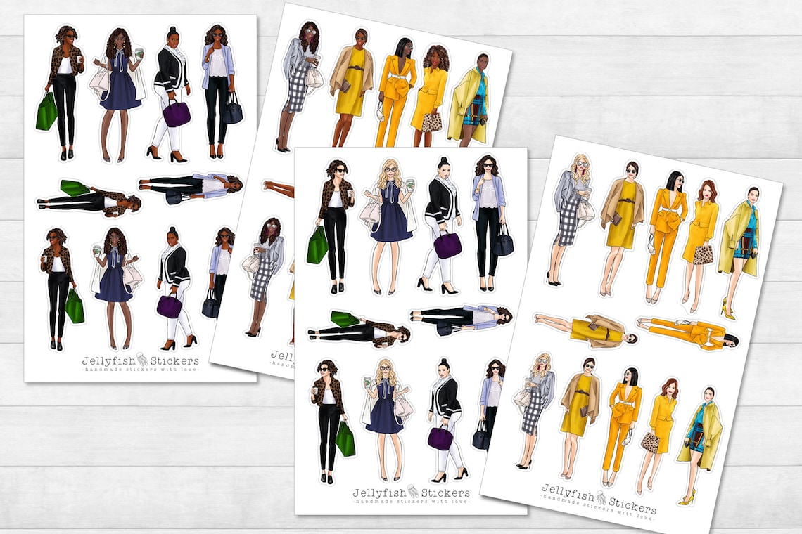 Girl Fashion Sticker Set - Stickers, Journal Stickers, Planner Stickers ...