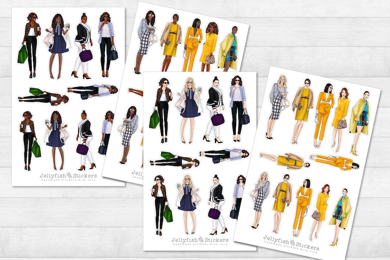 Girl Fashion Sticker Set - Stickers, Journal Stickers, Planner Stickers ...