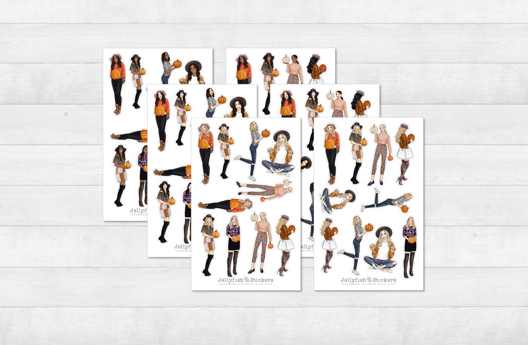 Girls Fashion Fall Sticker Set Journal Stickers, Planner Stickers ...