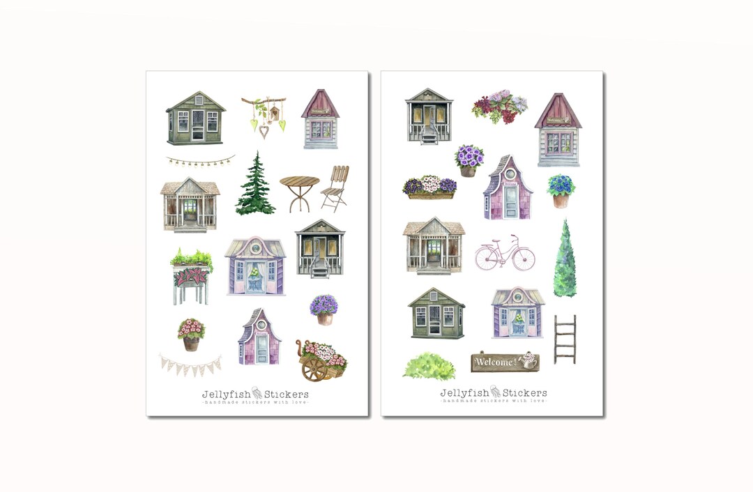 Garden House Sticker Set - Floral Stickers, Journal Stickers, Flower ...
