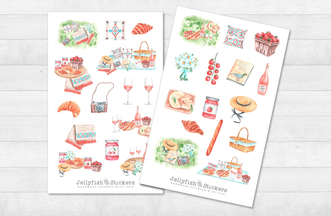 Picnic Sticker Set - Journal Stickers, Planner Stickers, Floral ...