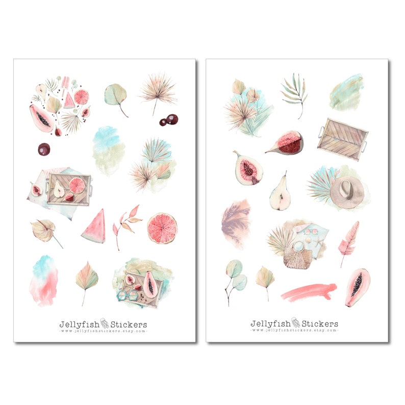 Summer Watercolor Sticker Set Stickers Sea Journal Sticker - Etsy