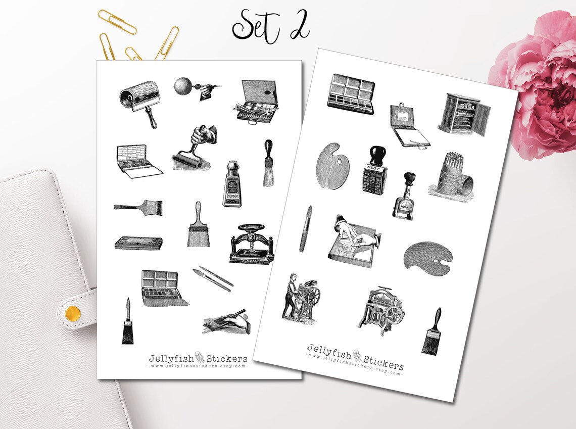Vintage Objects Sticker Set Sticker Items Journal Stickers | Etsy