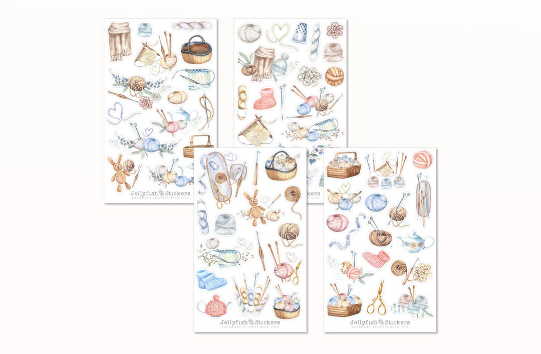 Knitting and Crochet Sticker Set - Stickers, Journal, Planner, Cozy ...