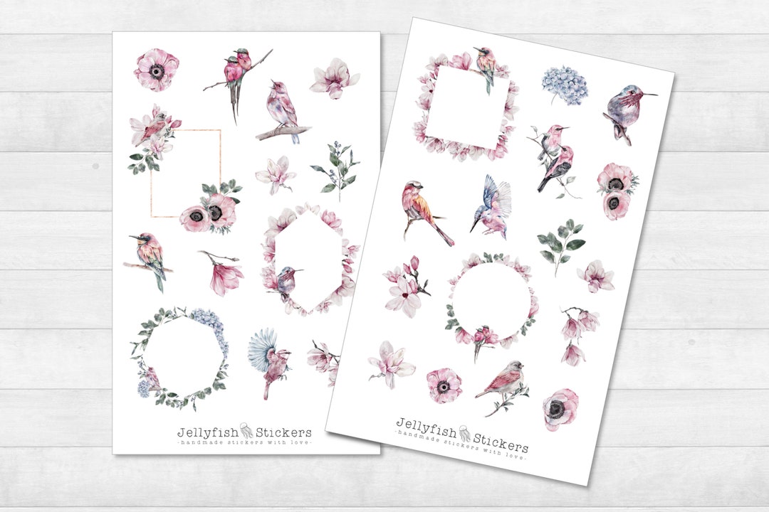 Rosa Blumen Sticker Set Florale Aufkleber, Journal Sticker, Sticker ...