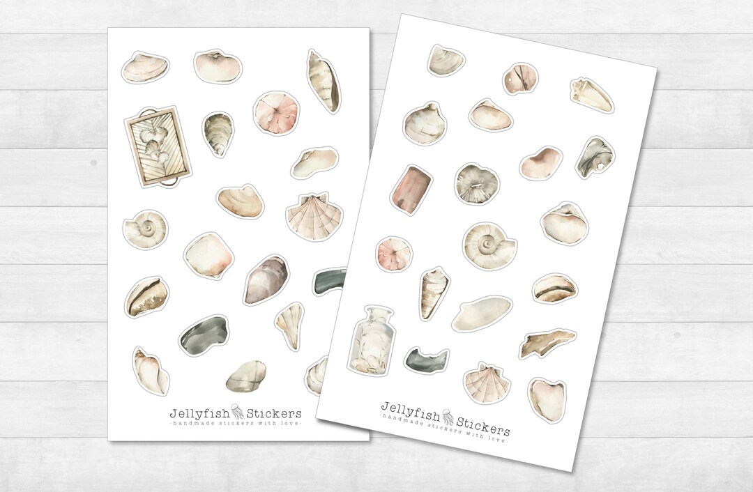 Shells Sticker Set Sea Stickers, Journal Stickers, Beach Stickers, Sand ...