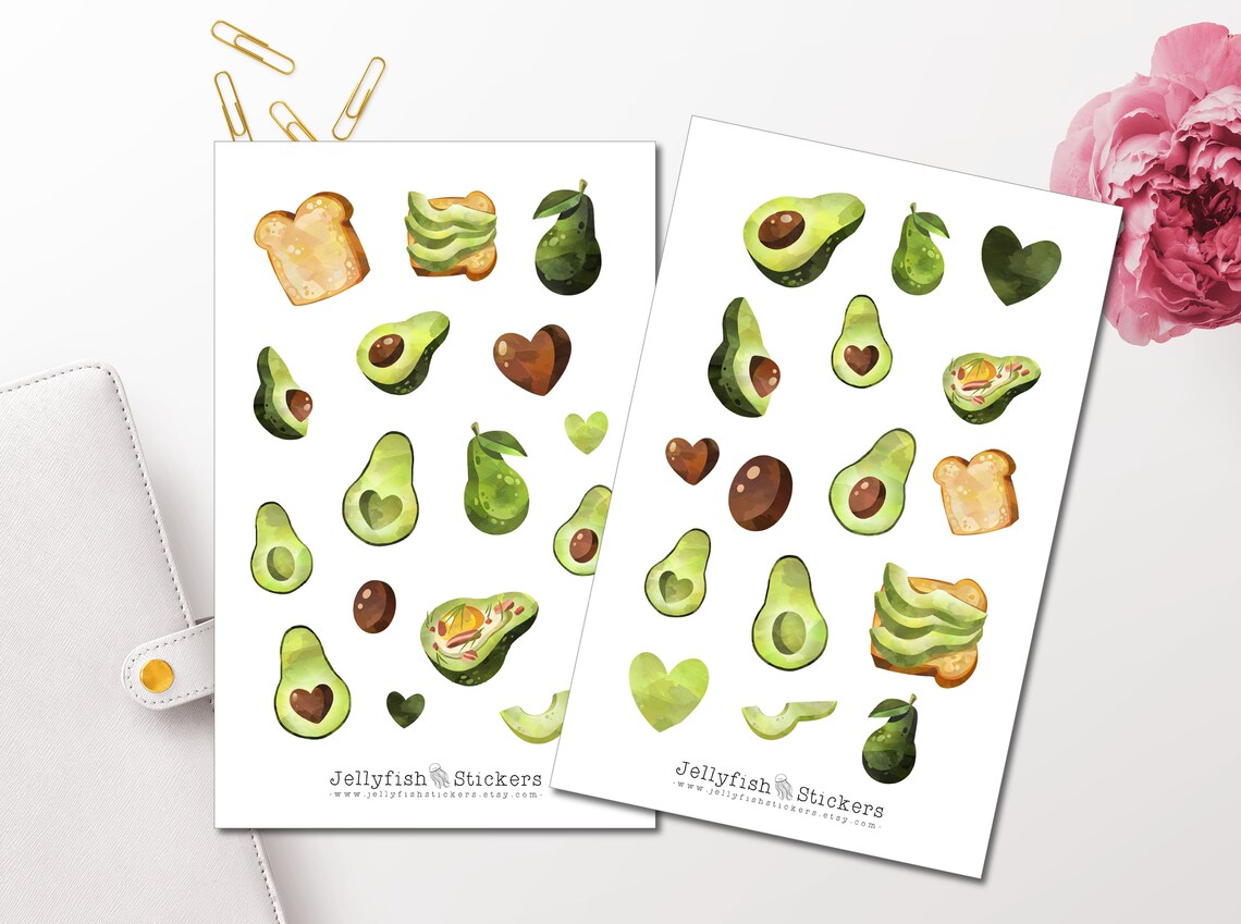 Avocado Sticker Set - Food Stickers, Journal Stickers, Cooking Planner ...
