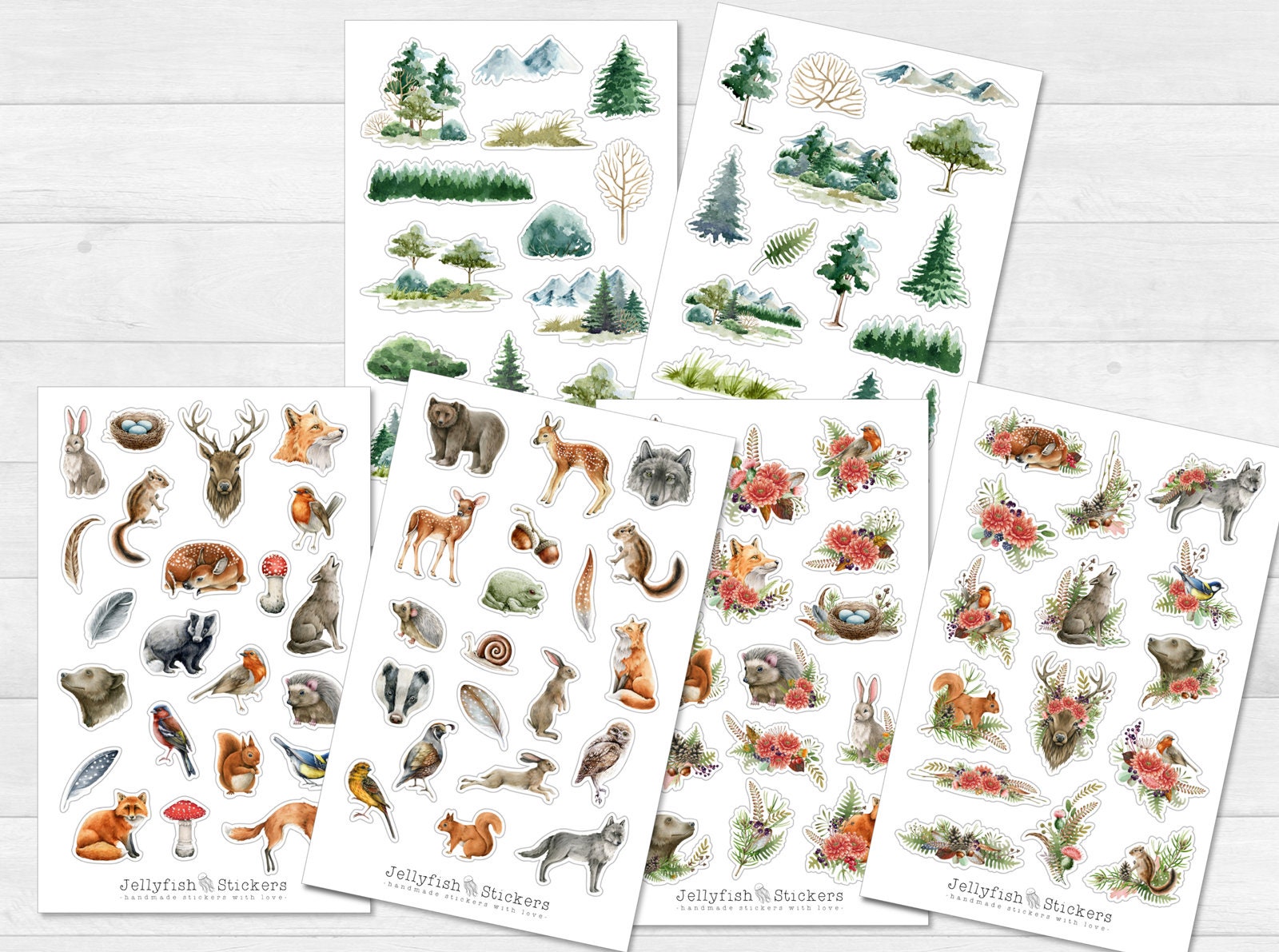 Forest Animals Sticker Set Journal Sticker Sticker Nature - Etsy