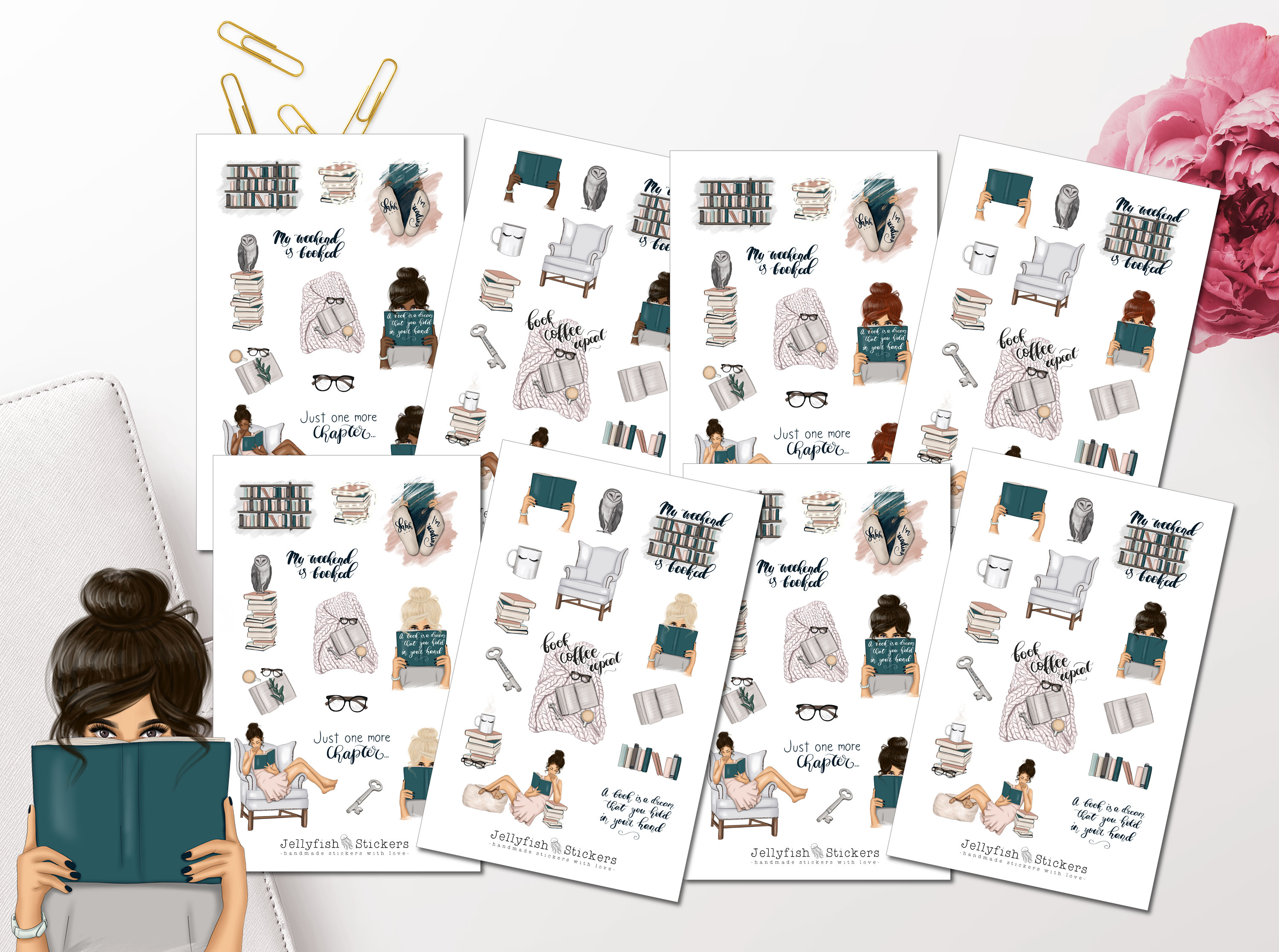 Mädchen Bücher Sticker Set Aufkleber Journal Sticker - Etsy.de