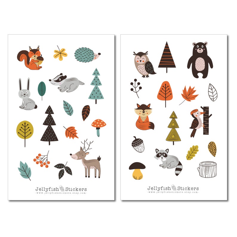 Scandinavian Forest Animals Sticker Set - Stickers Animals Journal ...