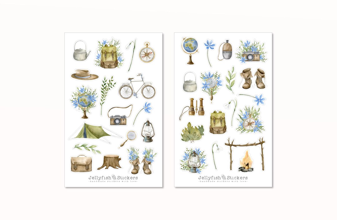 Camping Sticker Set Journal Sticker, Planer Sticker, Sticker Wandern ...