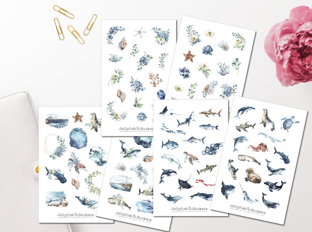 Sea Animals Sticker Set - Sticker Journal Sticker Sea, Water, Animals ...