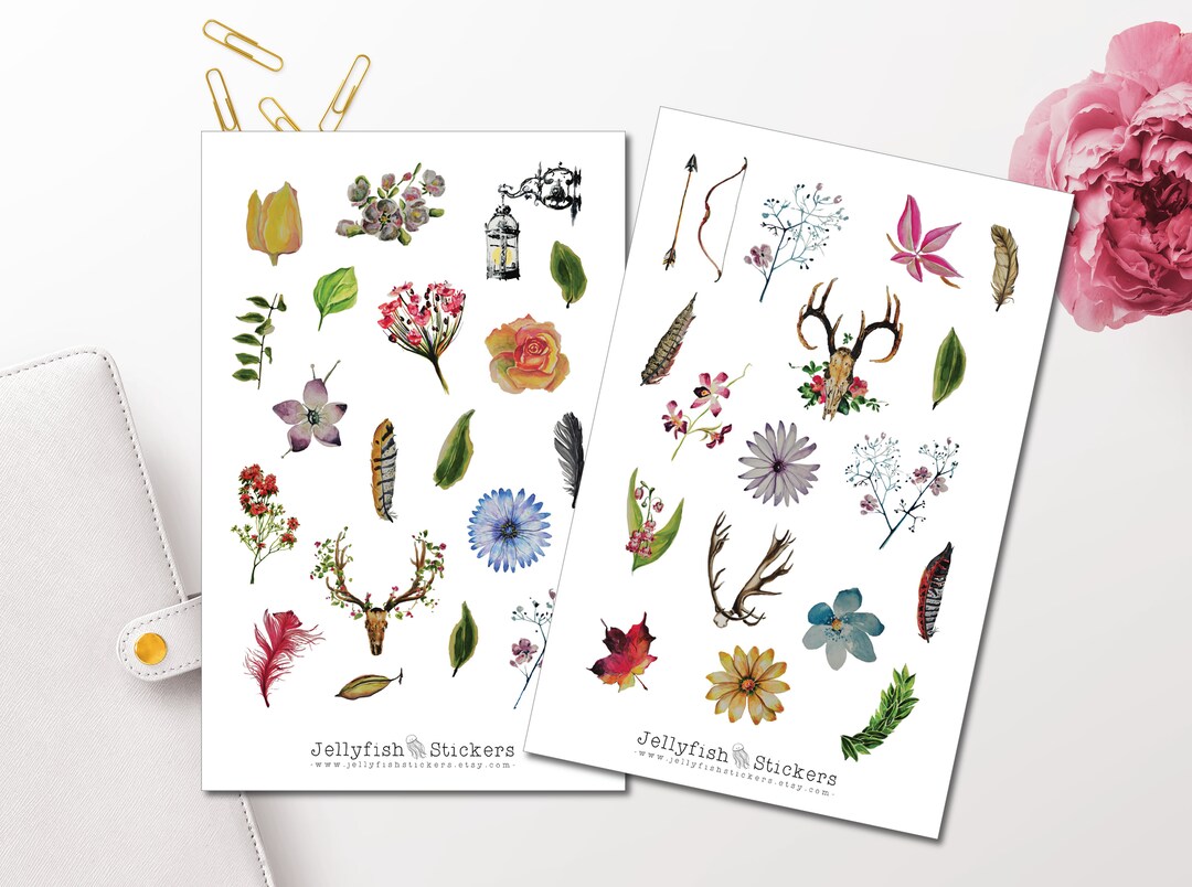Boho Floral Sticker Set Florale Aufkleber Journal Sticker Planer ...