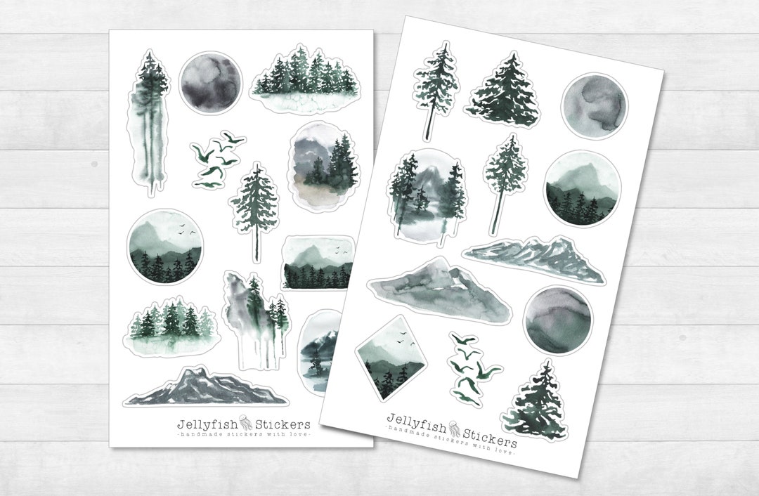 Forest Sticker Set Journal Stickers, Planner Stickers, Nature Stickers ...