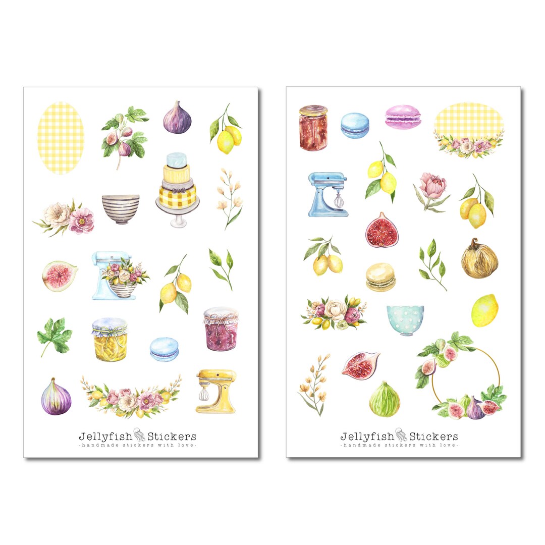 Baking Sticker Set - Journal Stickers, Planner Stickers, Fruit, Kitchen ...