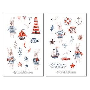Maritime Bunny Sticker Set Sweet Stickers Journal Stickers - Etsy