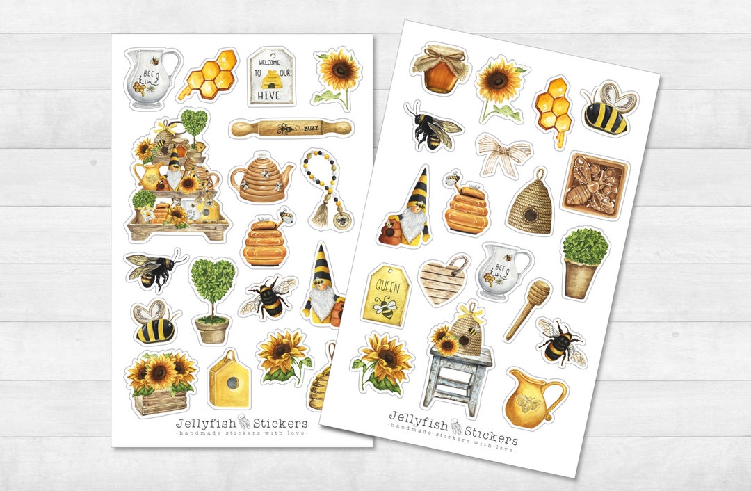 Bee Sticker Set Stickers, Journal Stickers, Insect Stickers, Bee ...