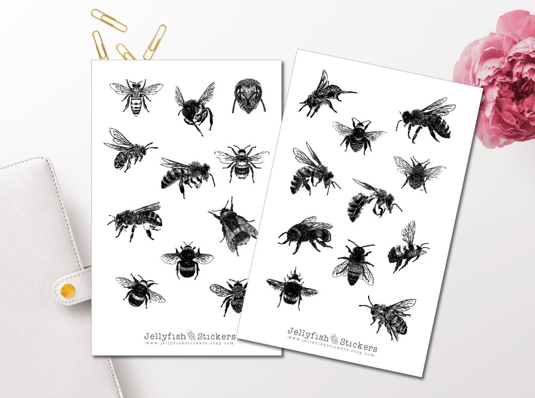 Vintage Bees Sticker Set Vintage Stickers, Journal Stickers, Insect ...