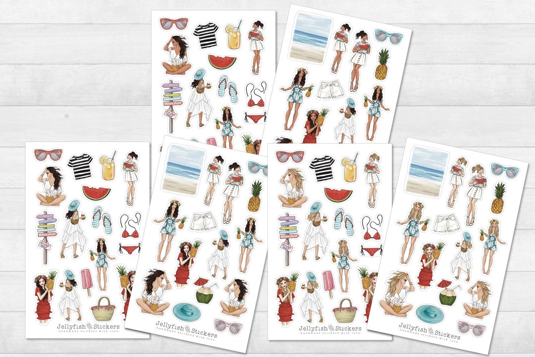 Girls Summer Sticker Set - Journal Stickers, Planner Stickers, Girls ...