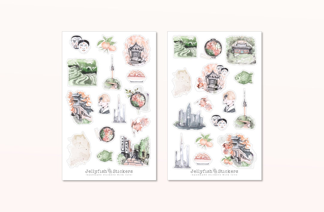 South Korea Sticker Set - Stickers, Journal Stickers, Holiday Stickers ...