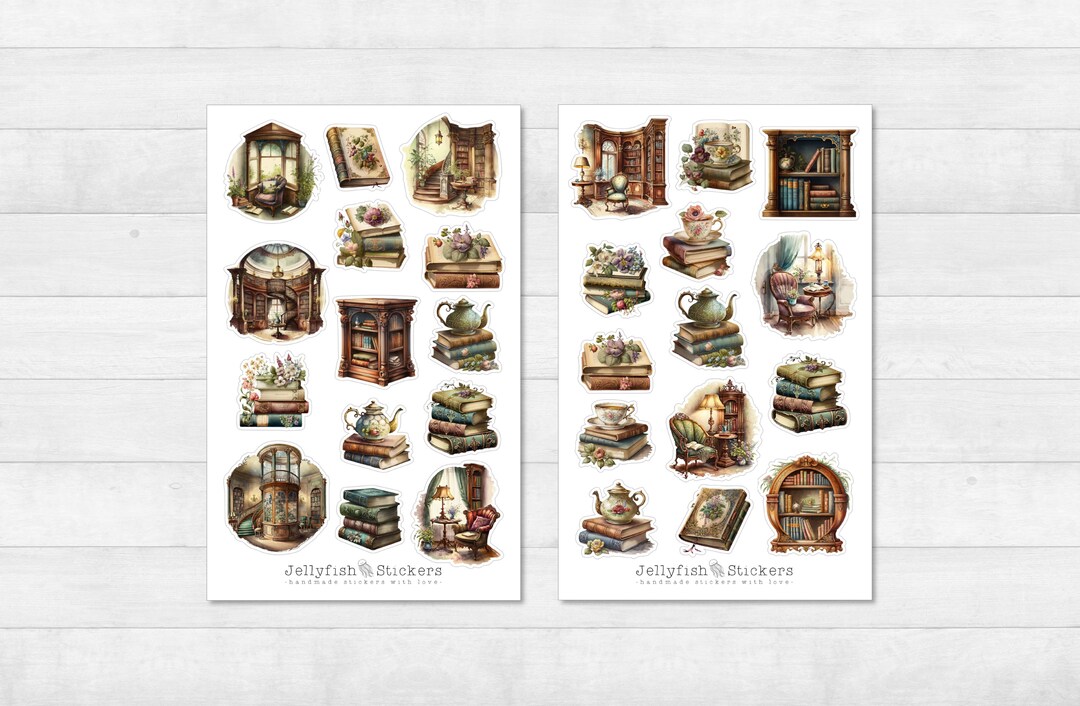 Bücher Sticker Set Aufkleber Journal Sticker Planer - Etsy