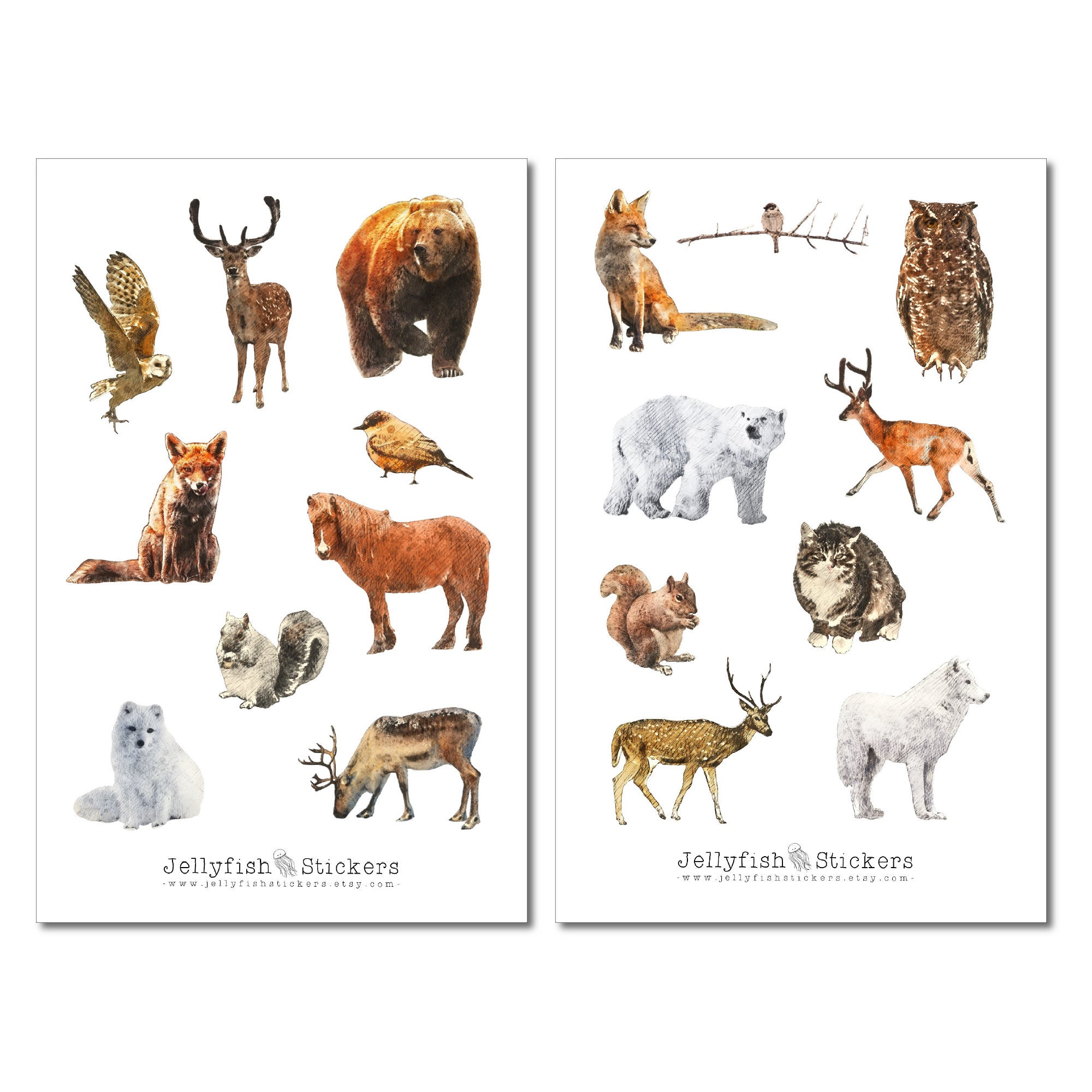 Forest Animals Winter Sticker Set Stickers Animals Journal | Etsy
