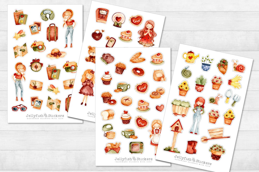 Girls Hobbies Sticker Set Journal Stickers, Stickers Girls, Baking ...