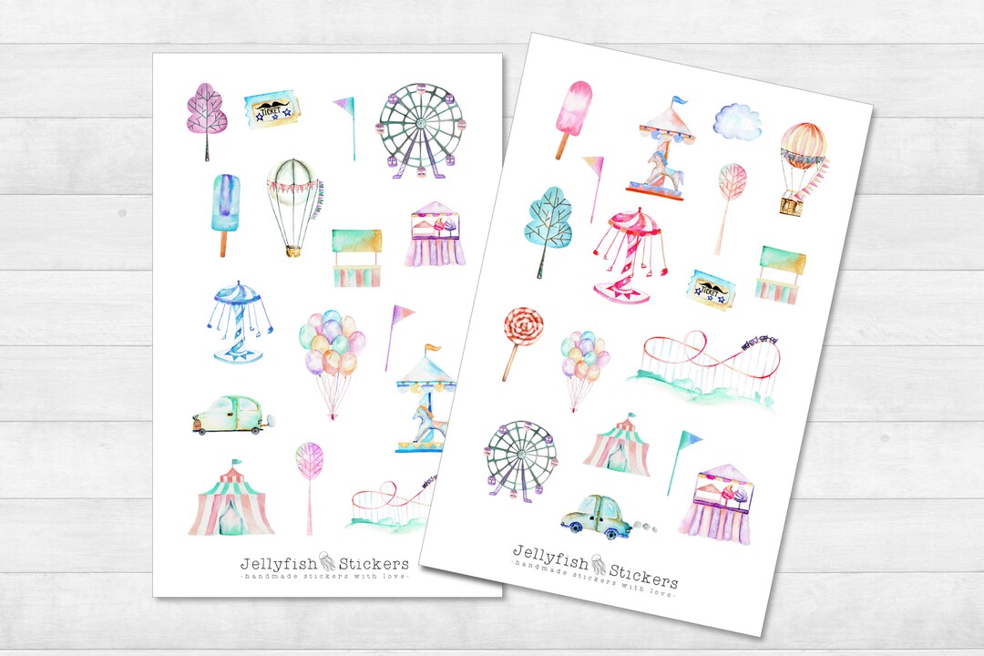 Amusement Park Sticker Set - Journal Stickers, Summer, Family, Friends ...