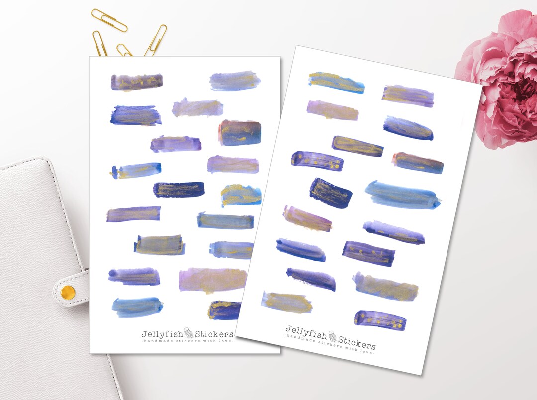 Purple Brush Strokes Sticker Set Journal Stickers, Planner Stickers ...