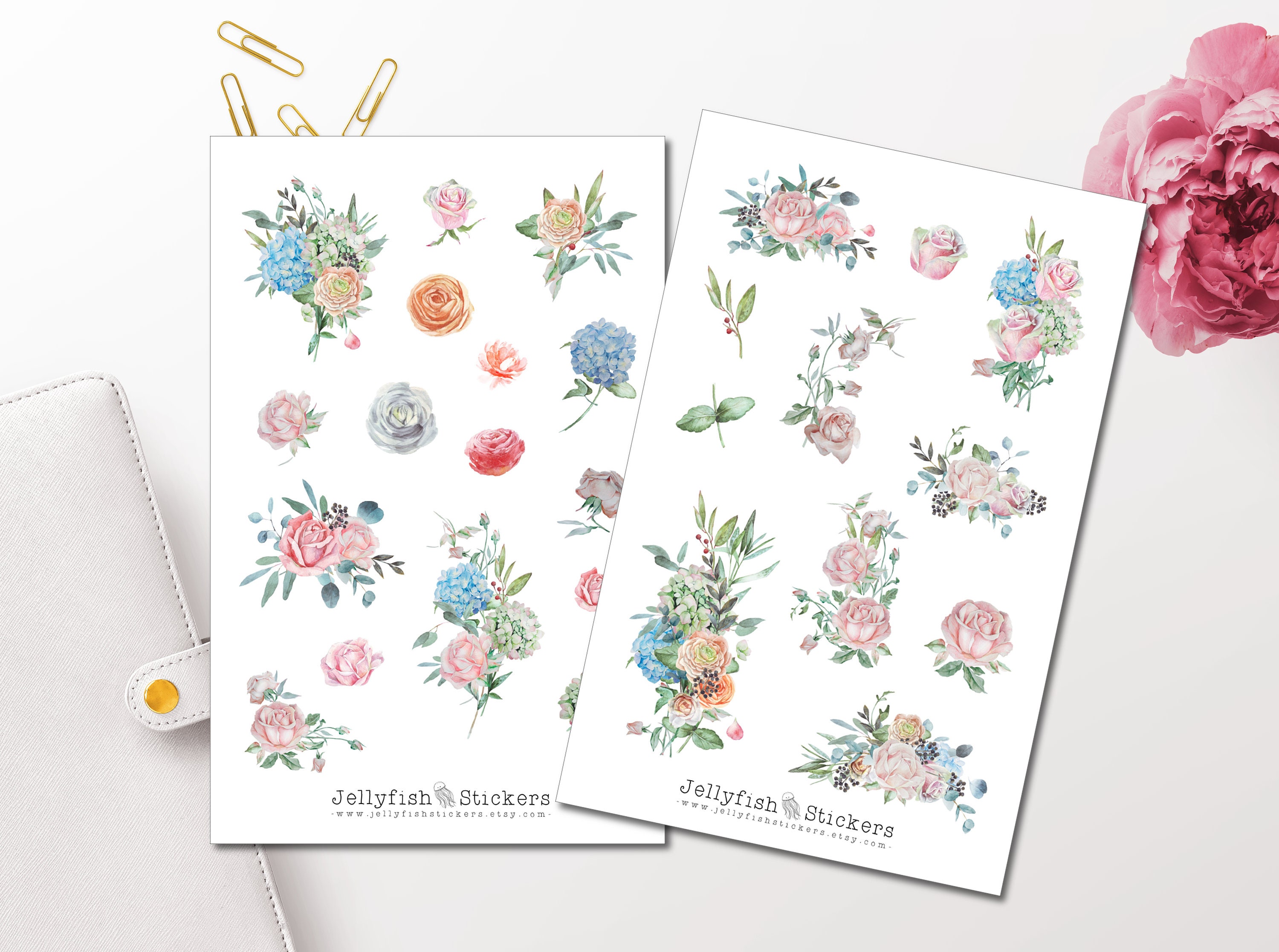 Helle Blumen Sticker Set Florale Aufkleber Journal Sticker | Etsy