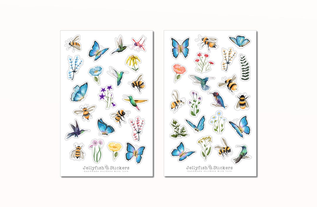Birds and Insects Sticker Set - Journal Stickers, Planner Stickers ...