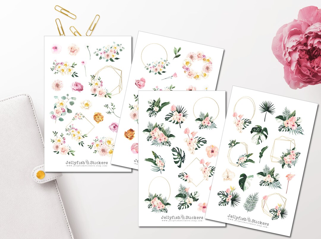 Summer Flowers Sticker Set - Journal Stickers, Stickers Nature, Summer ...