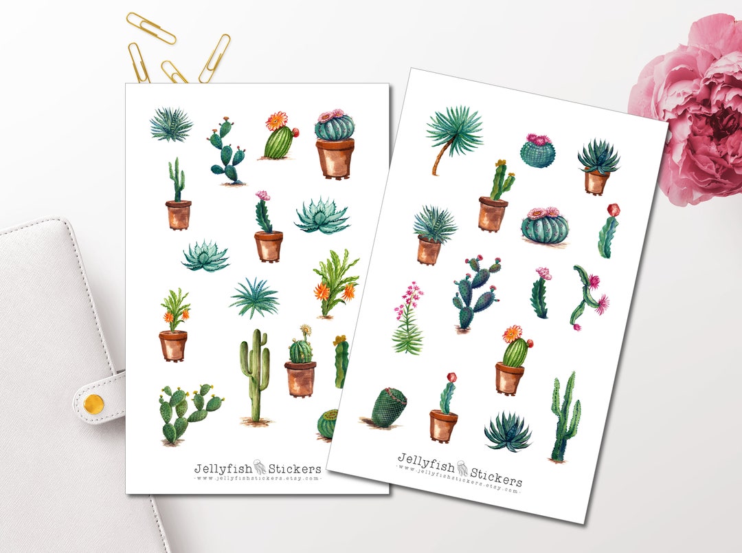 Cacti Sticker Set - Floral Stickers Journal Stickers Planner Stickers ...