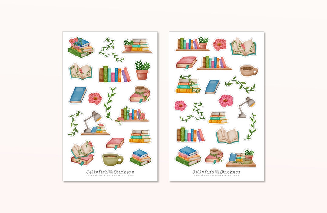 Bunte Bücher Sticker Set Aufkleber, Journal Sticker, Planer Sticker ...