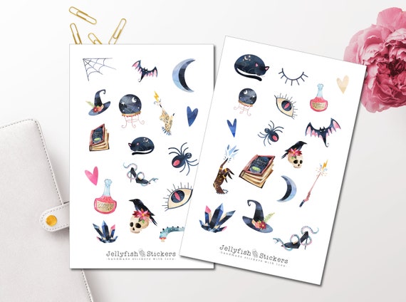 Halloween Hexe Sticker Set Aufkleber Journal Sticker Planer | Etsy