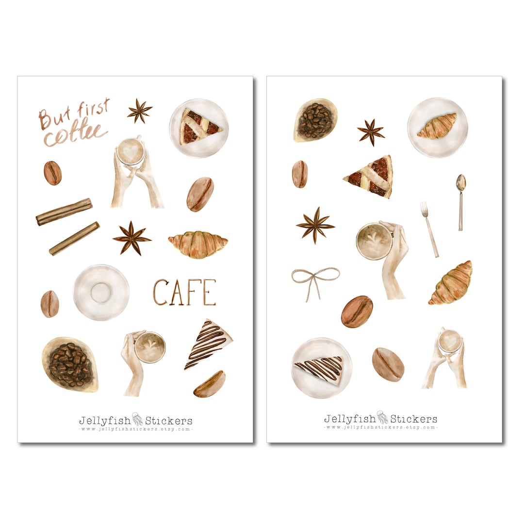 Coffee Sticker Set - Food and Drink Stickers, Journal Stickers, Planner ...