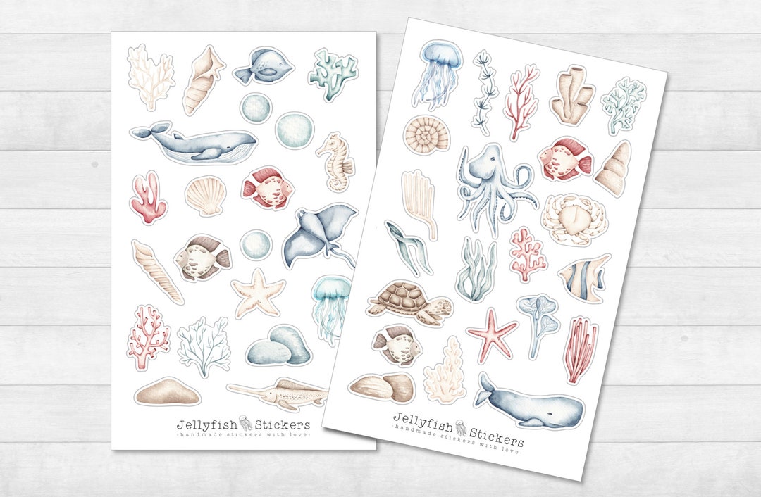 Sea Creatures Pastel Sticker Set Sea Stickers, Journal Stickers ...