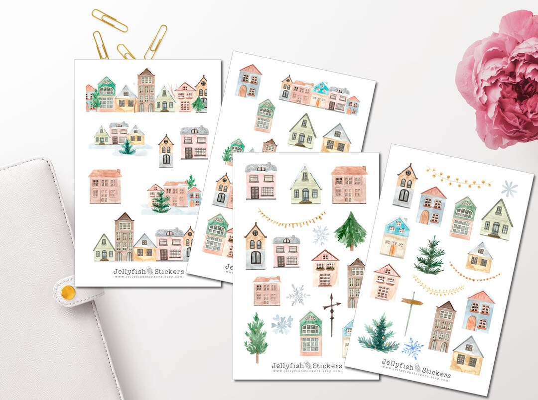 Houses Pastel Christmas Sticker Set Journal Sticker Planner Sticker ...