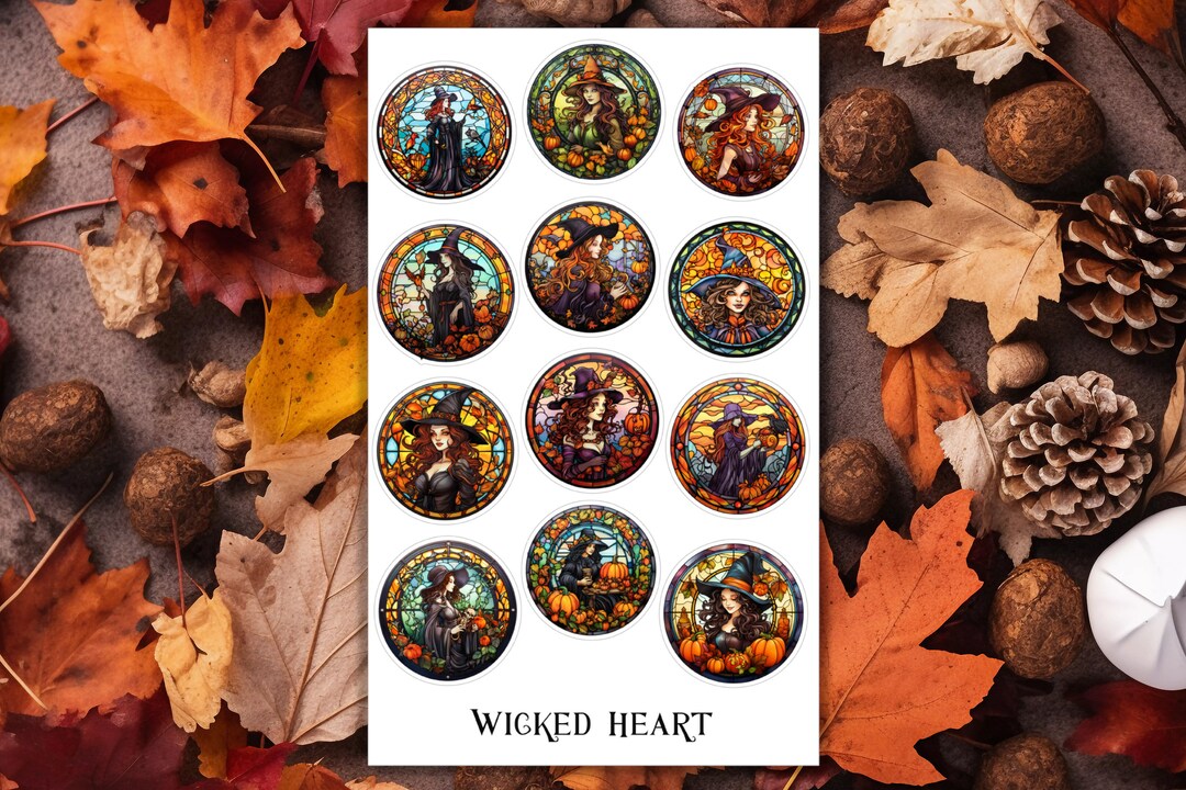 Witch Stained Glass Sticker Sheet Stickers, Magic, Spells, Witch Book ...