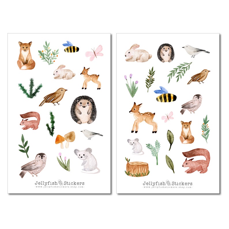 Forest Animals Sticker Set Cute Stickers Journal Sticker - Etsy